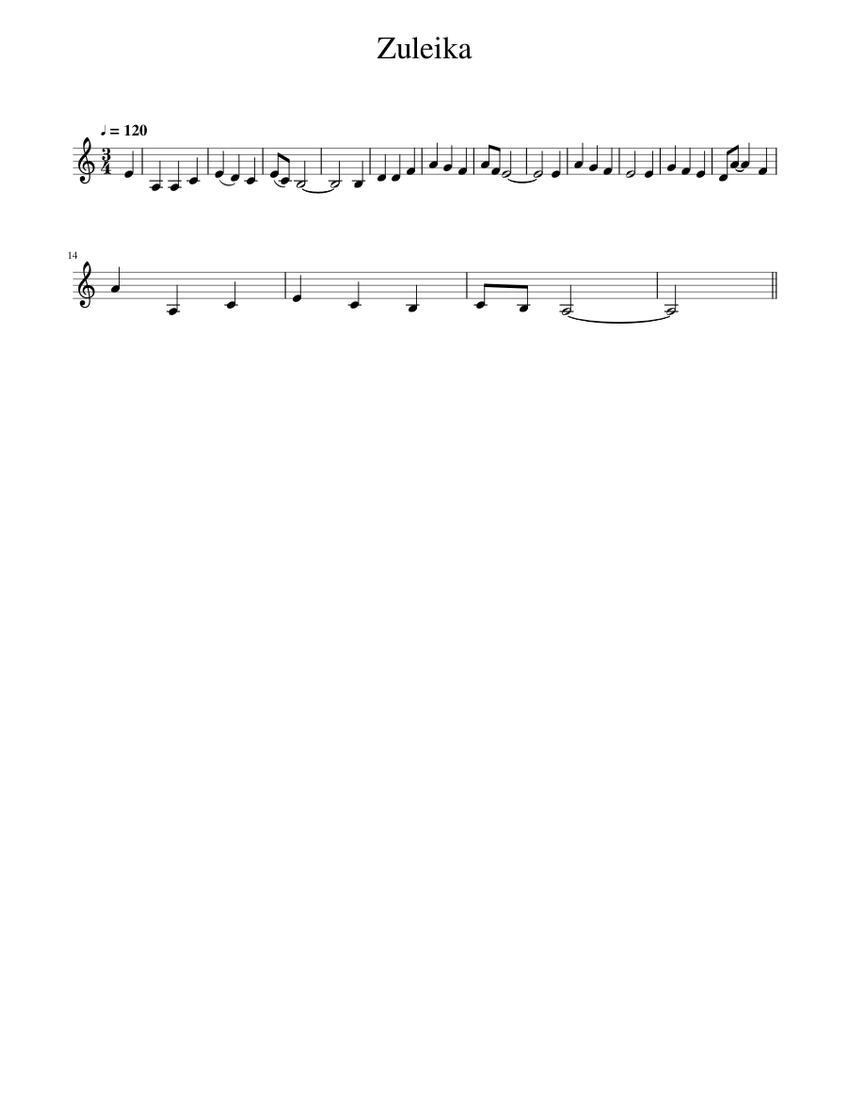 Zuleika Sheet music for Piano (Solo) | Musescore.com