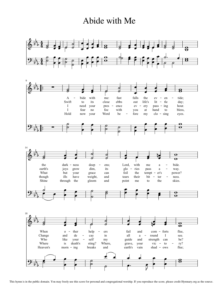 Abide with Me Sheet Music for Organ (Church Choir) | MuseScore.com