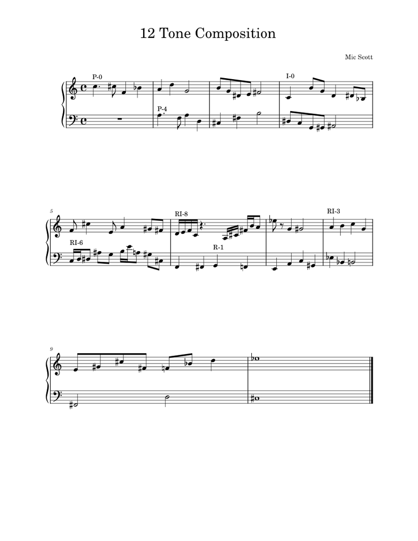 12 Tone Composition Assignment Sheet music for Piano (Solo) Easy ...