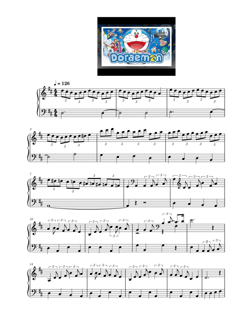 Doraemon - Doraemon no Uta Sheet music for Piano (Solo) | Musescore.com