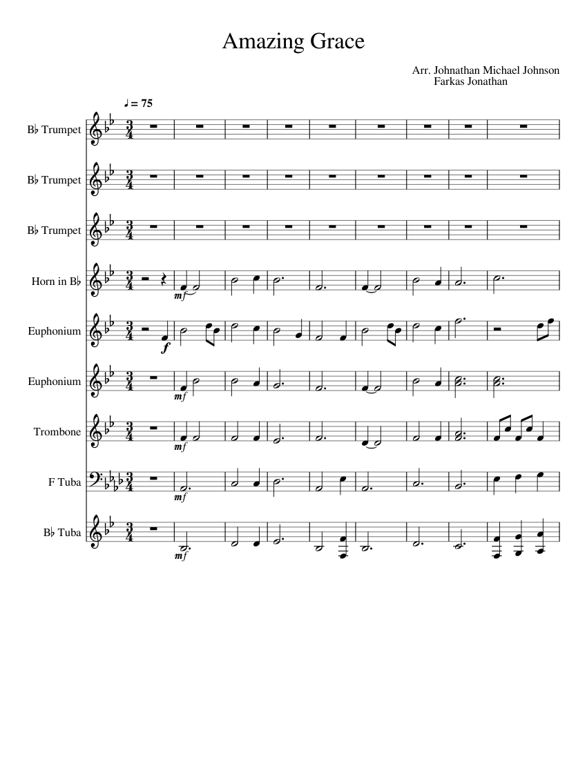 Amazing Grace Sheet music for Trombone, Euphonium, Tuba, Trumpet in b ...