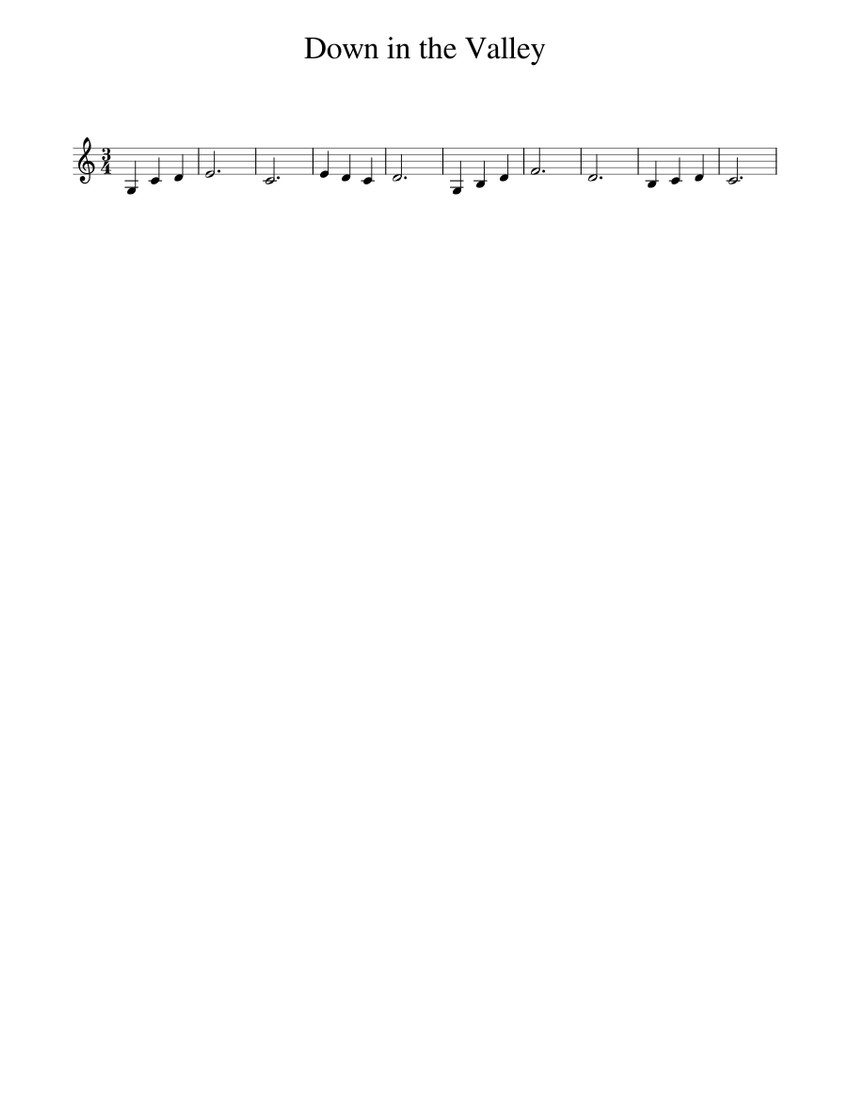 Down in the Valley Sheet music for Piano (Solo) | Musescore.com