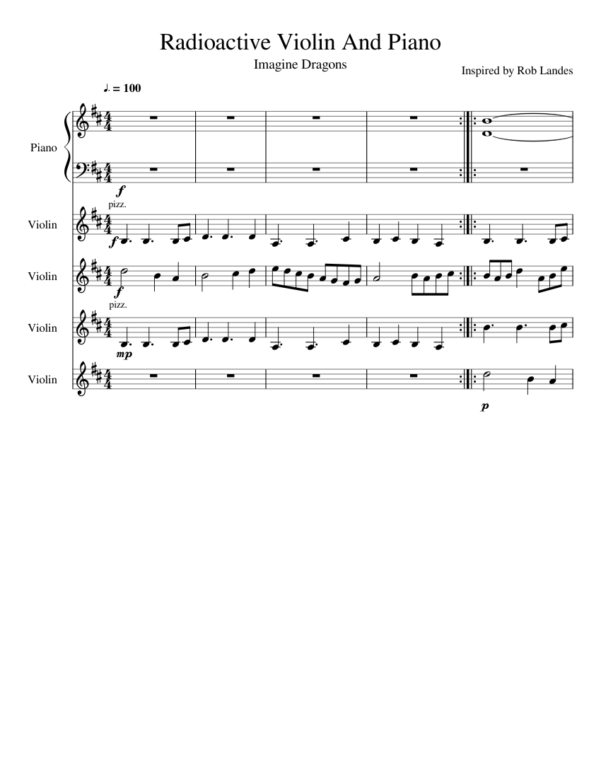 Radioactive Imagine Dragons Sheet music for Piano, Violin (Mixed ...