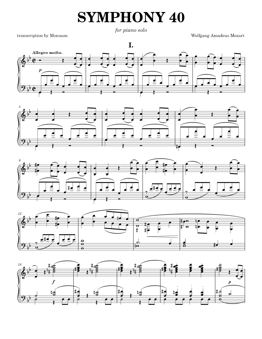 Symphony No.40 in G minor, K.550 – Wolfgang Amadeus Mozart (Movement 1 ...