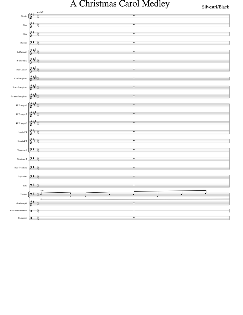 A Christmas Carol Medley Sheet Music for Trombone, Euphonium, Tuba ...