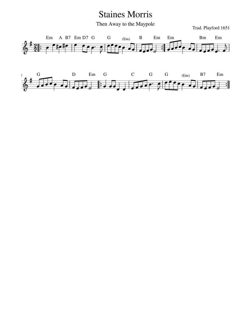 Traditional music - Staines Morris Sheet music for Piano (Solo) | Musescore.com