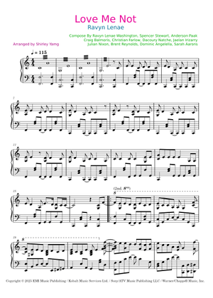 Play Official version of Love Me Not Sheet Music by Ravyn Lenae for ...
