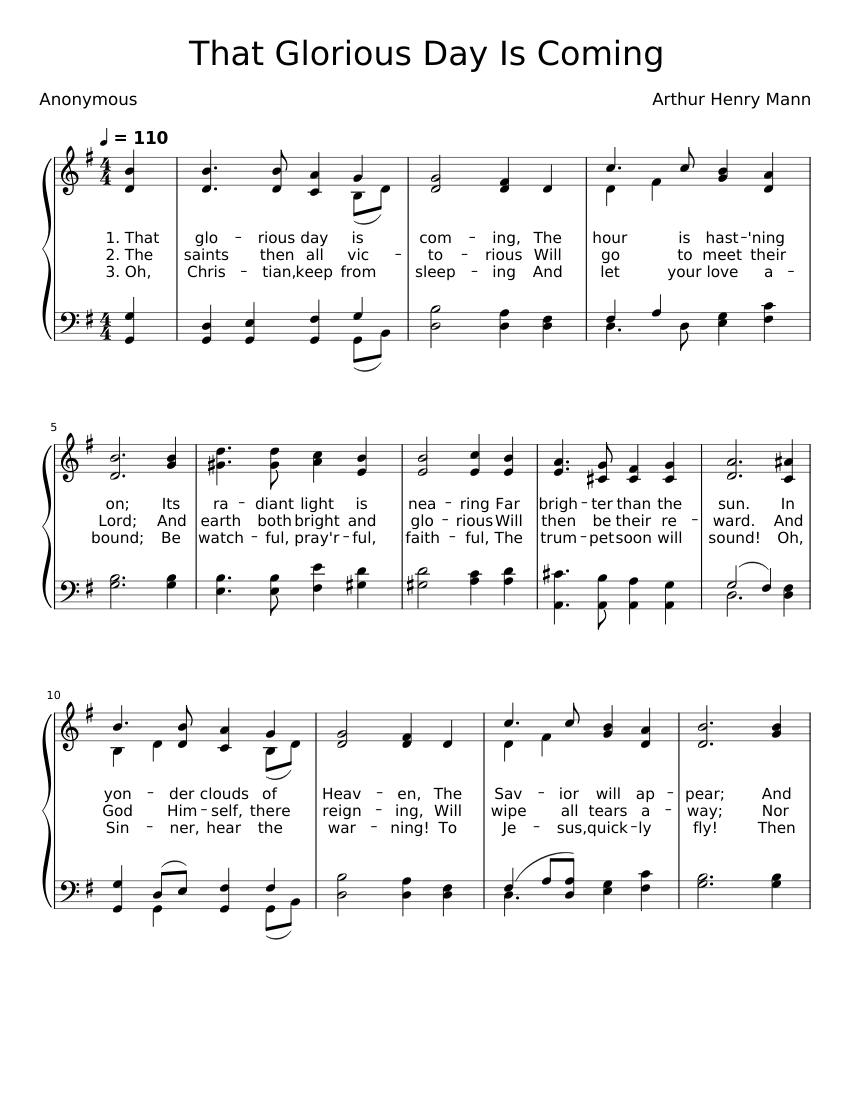 That Glorious Day Is Coming Sheet music for Piano (Solo) Easy ...