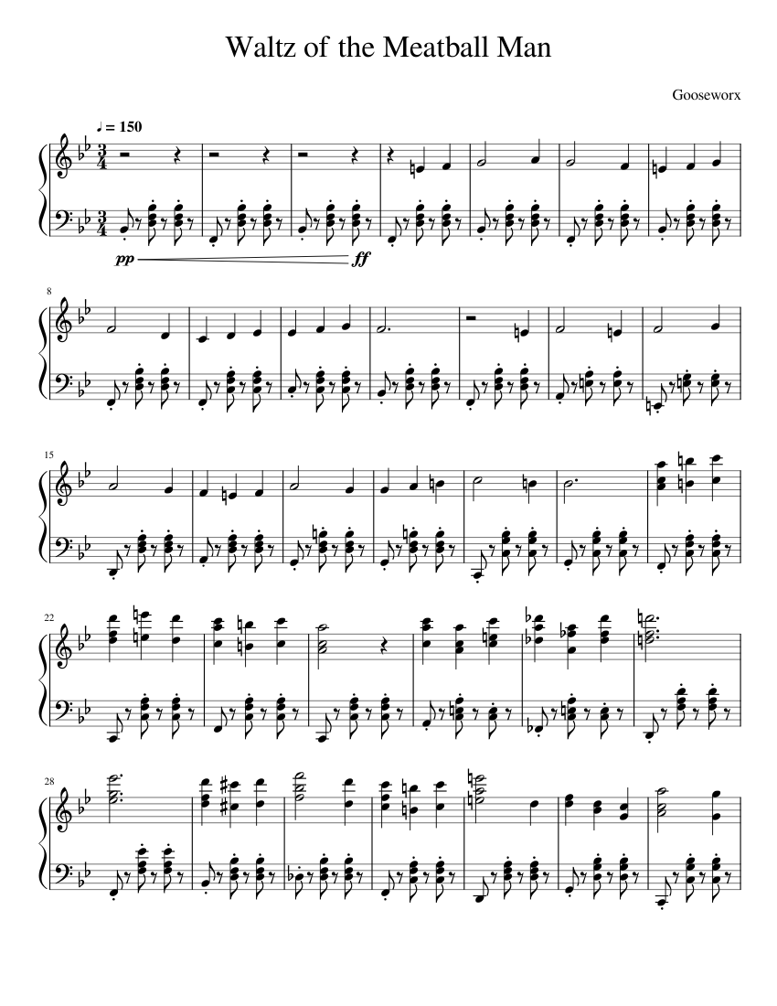 Waltz of the Meatball Man Sheet Music for Piano (Solo) | MuseScore.com