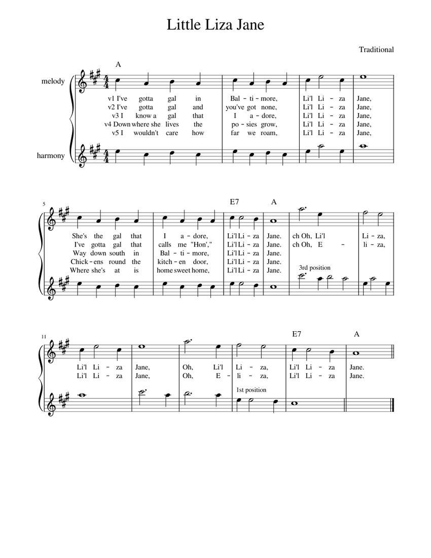 Traditional music - Little Liza Jane - piano tutorial