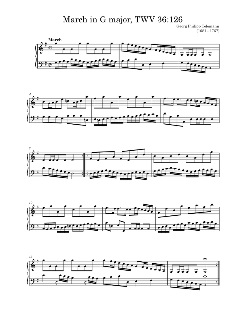 (1681 - 1767) Georg Philipp Telemann - March in G major, TWV 36:126 ...