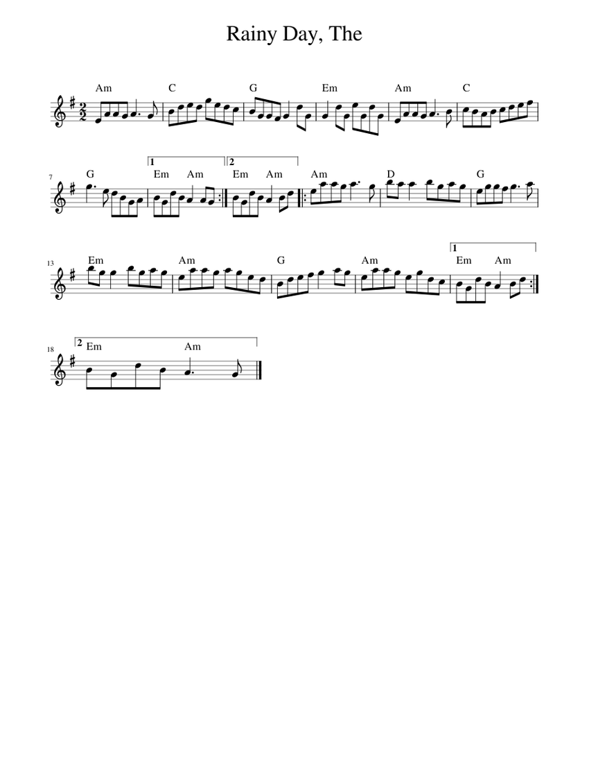 The Rainy Day Sheet Music for Piano (Solo) Easy | MuseScore.com