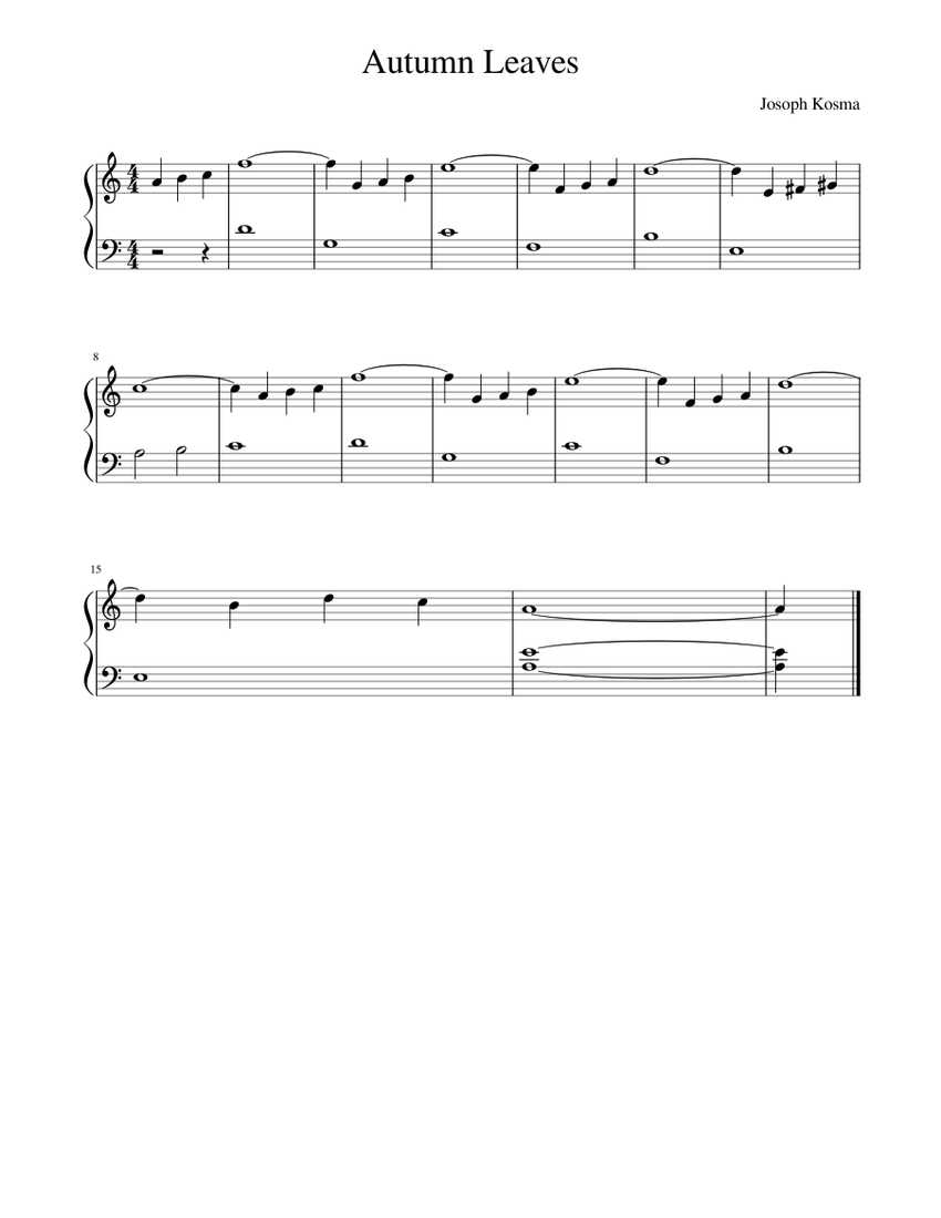 Autumn Leaves Sheet Music for Piano (Solo) easy | MuseScore.com