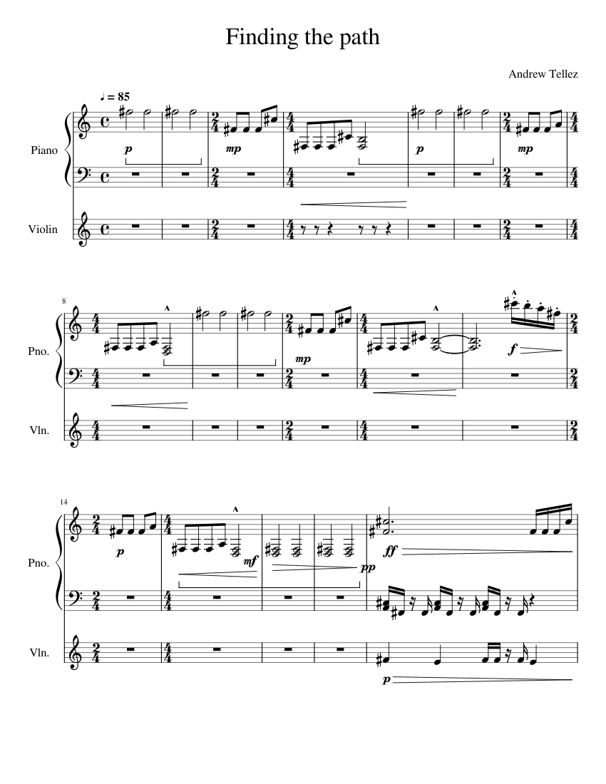 Finding the path Sheet music for Piano, Violin (Solo) | Musescore.com