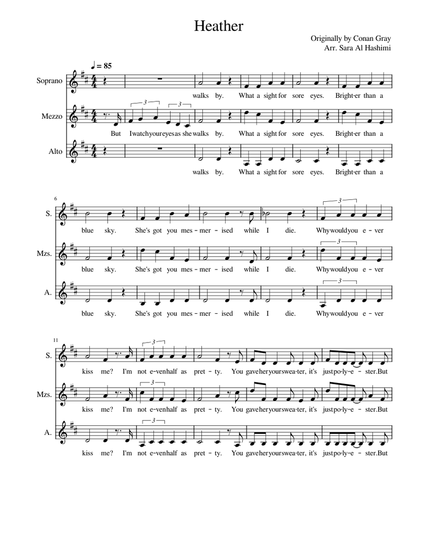 Heather Sheet music for Soprano, Alto, Mezzo soprano (A Capella ...