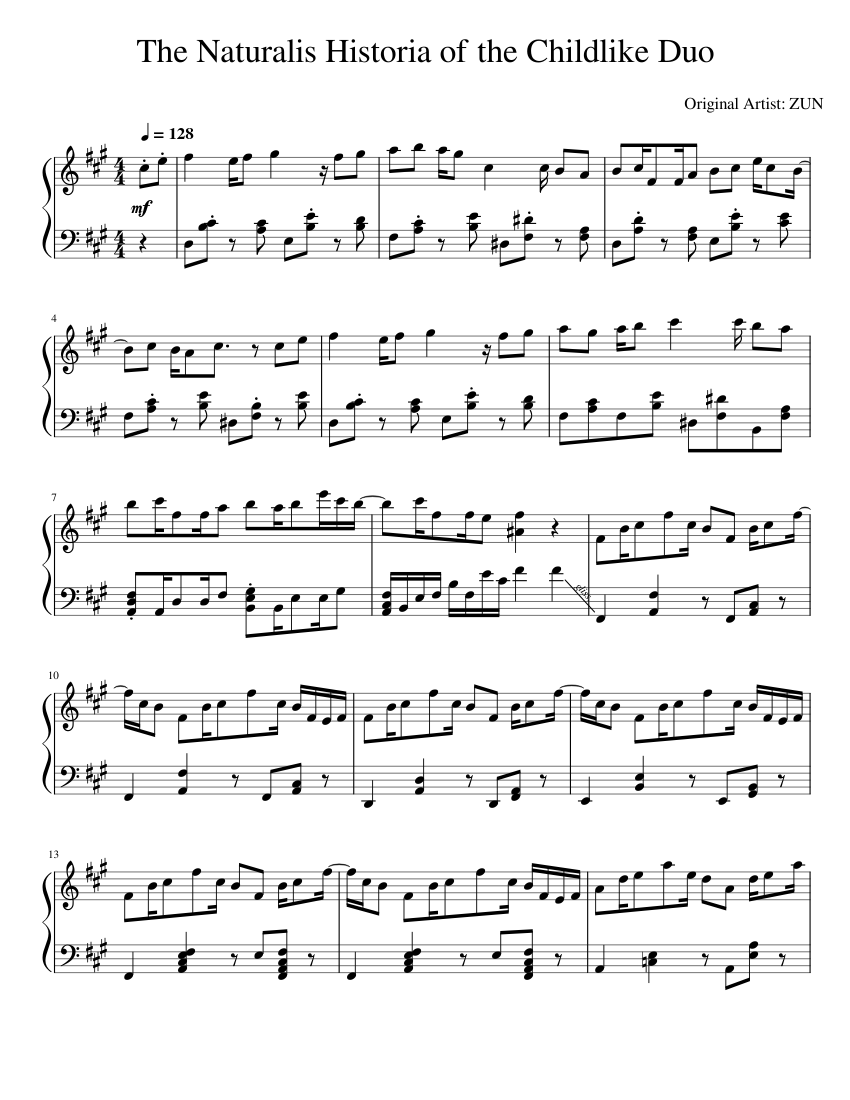 The Naturalis Historia of the Childlike Duo - ZUN Sheet Music for Piano ...