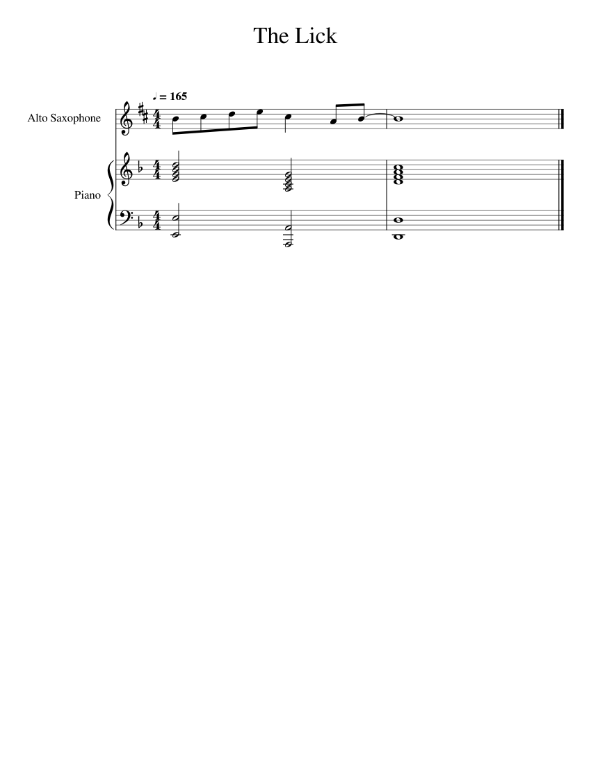 The Lick Sheet music for Piano, Saxophone alto (Solo) | Musescore.com
