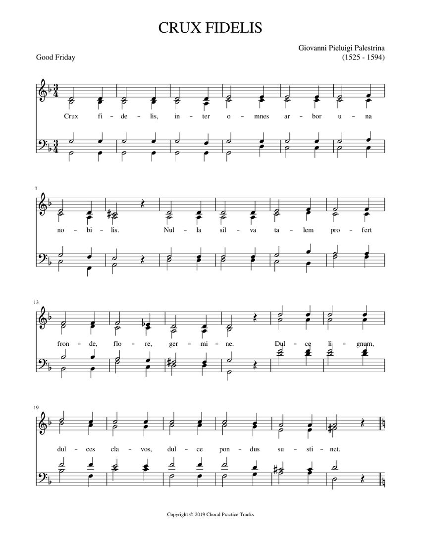Crux Fidelis (Palestrina) Sheet music for Bass voice, Vocals (Choral ...