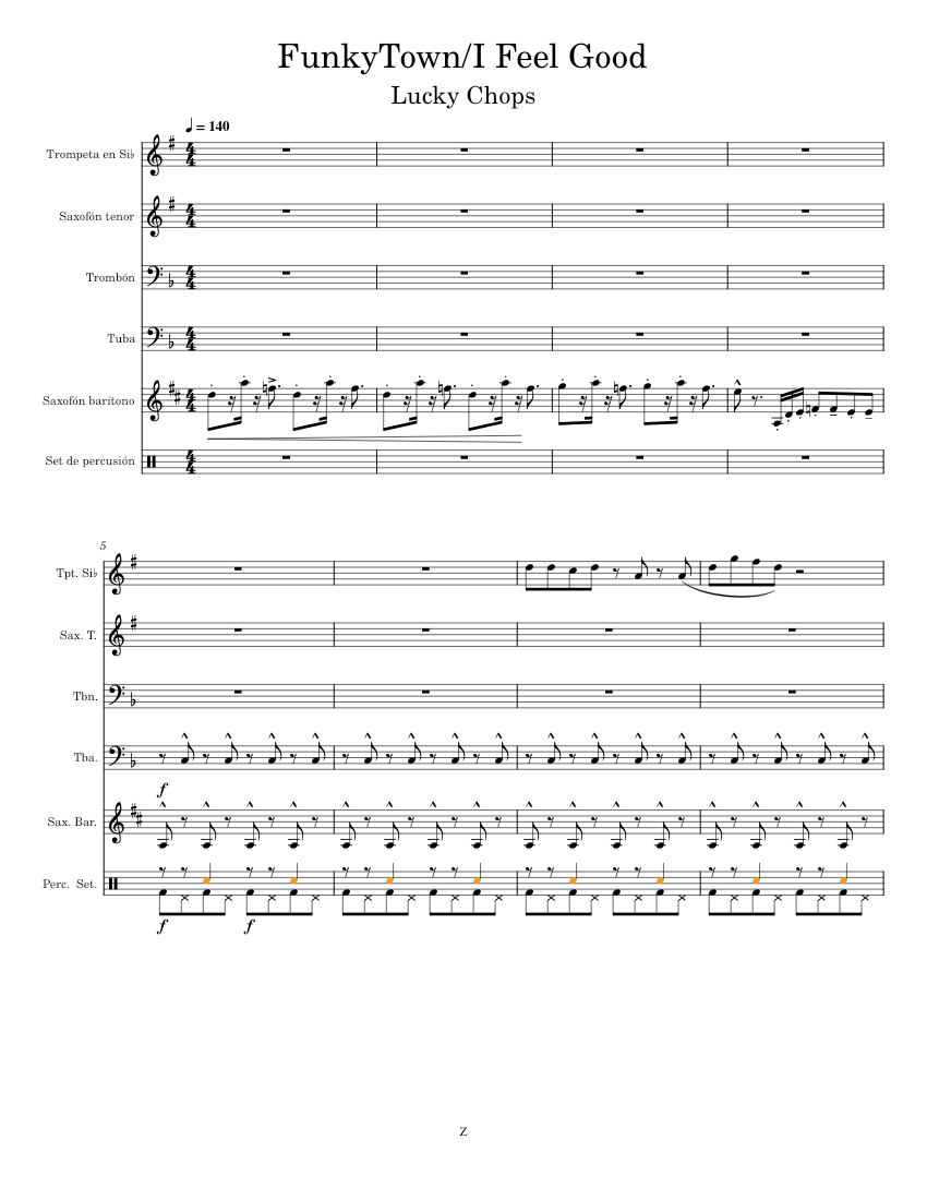 Funky Town – Lipps Inc. Funky Town - Lucky Chops Sheet music for ...