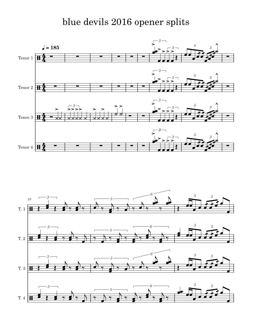 blue devils 2016 opening tenor splits (scrapped before finals) Sheet ...
