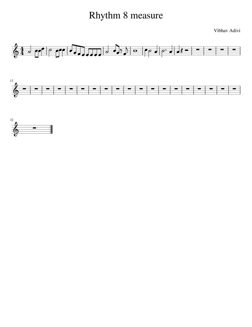 Rhythm 8 measure Sheet music for Piano (Solo) Easy | Musescore.com