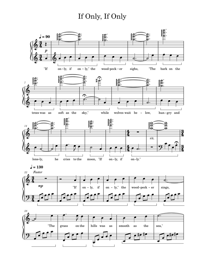 If Only, If Only Sheet Music for Piano (Solo) Easy | MuseScore.com