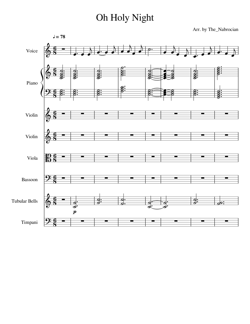 Oh Holy Night Sheet music for Piano, Vocals, Bassoon, Timpani & more ...