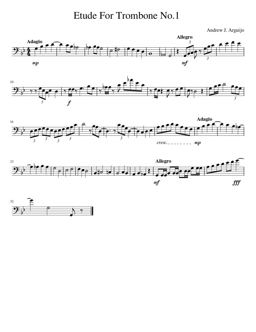 Etude For Trombone No.1 Sheet music for Trombone (Solo) | Musescore.com