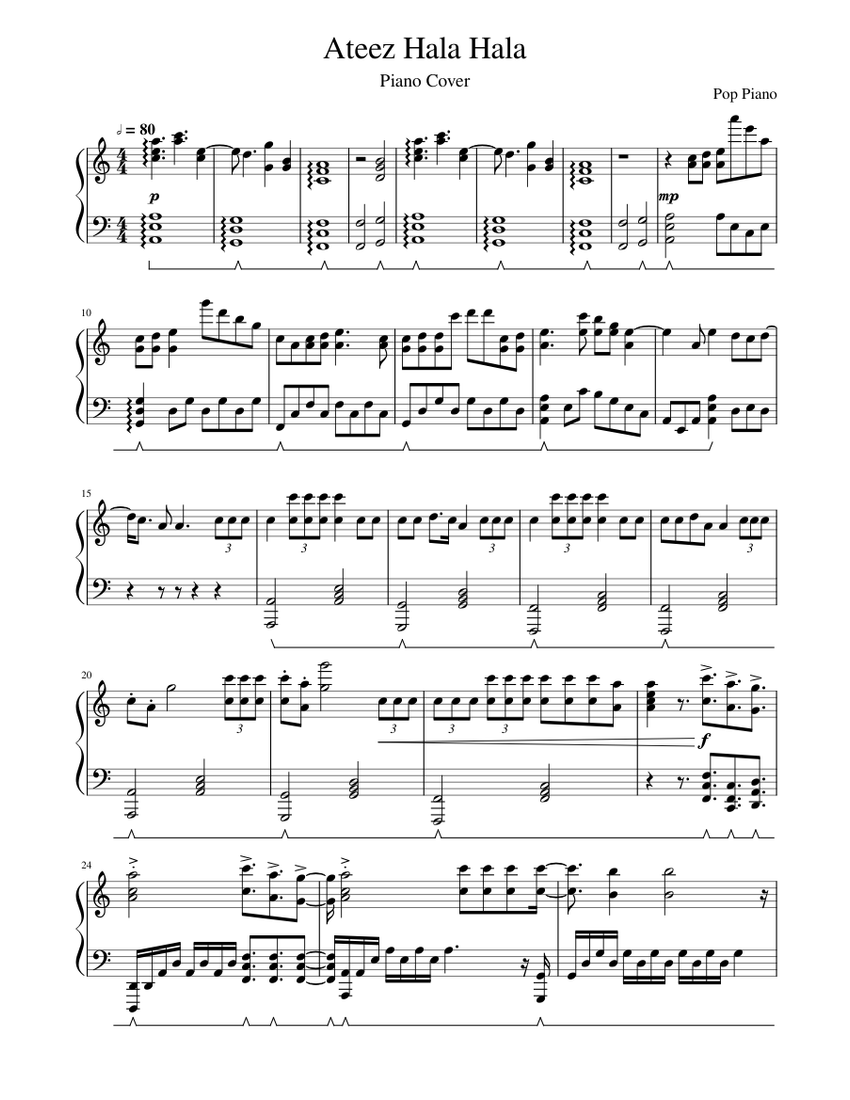 Ateez Hala Hala Sheet Music for Piano (Solo) | MuseScore.com