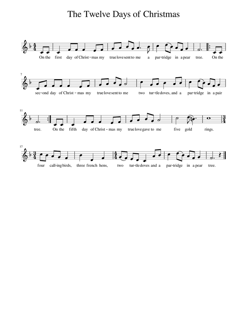 The Twelve Days of Christmas Sheet music for Piano (Solo) Easy ...