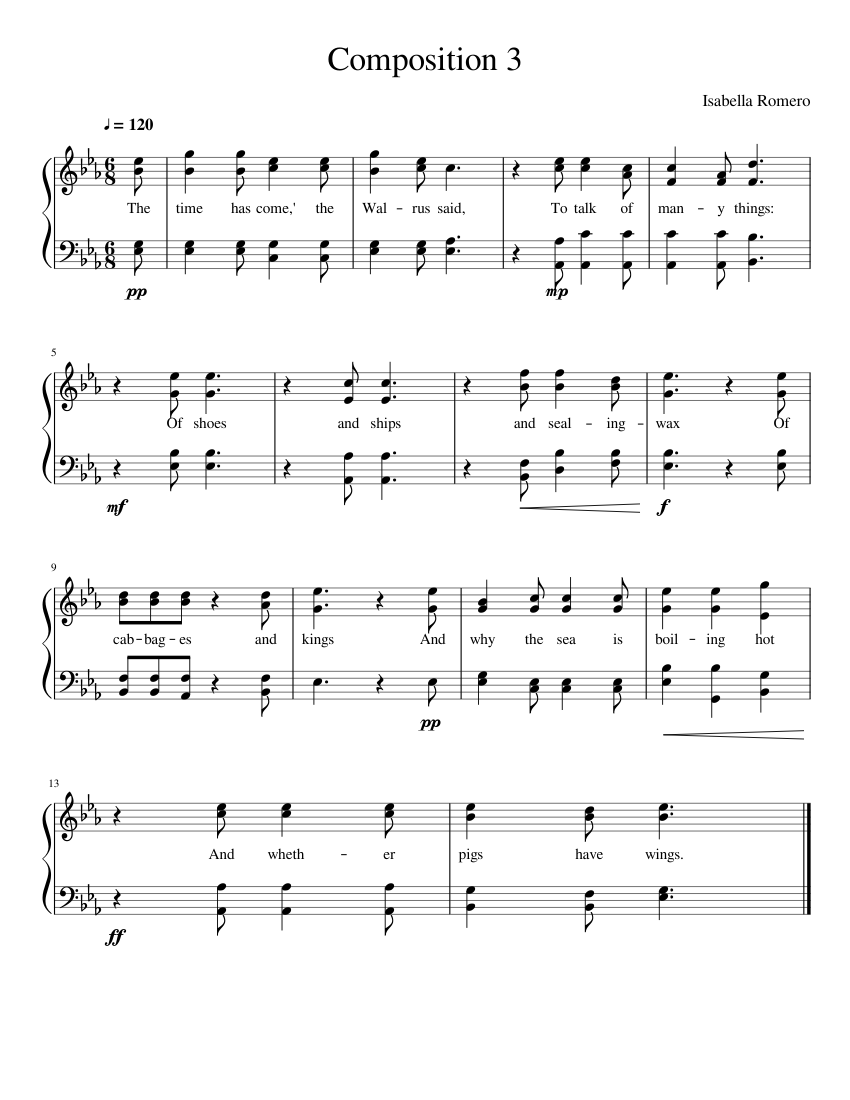Composition 3 Sheet music for Piano (Solo) Easy | Musescore.com
