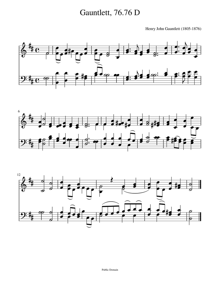 GAUNTLETT (Gauhtlett 53154) - Henry J. Gauntlett Sheet Music for Piano ...