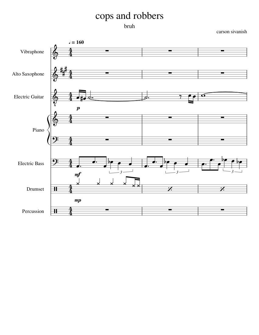 cops_and_robbers Sheet music for Piano, Saxophone alto, Vibraphone ...