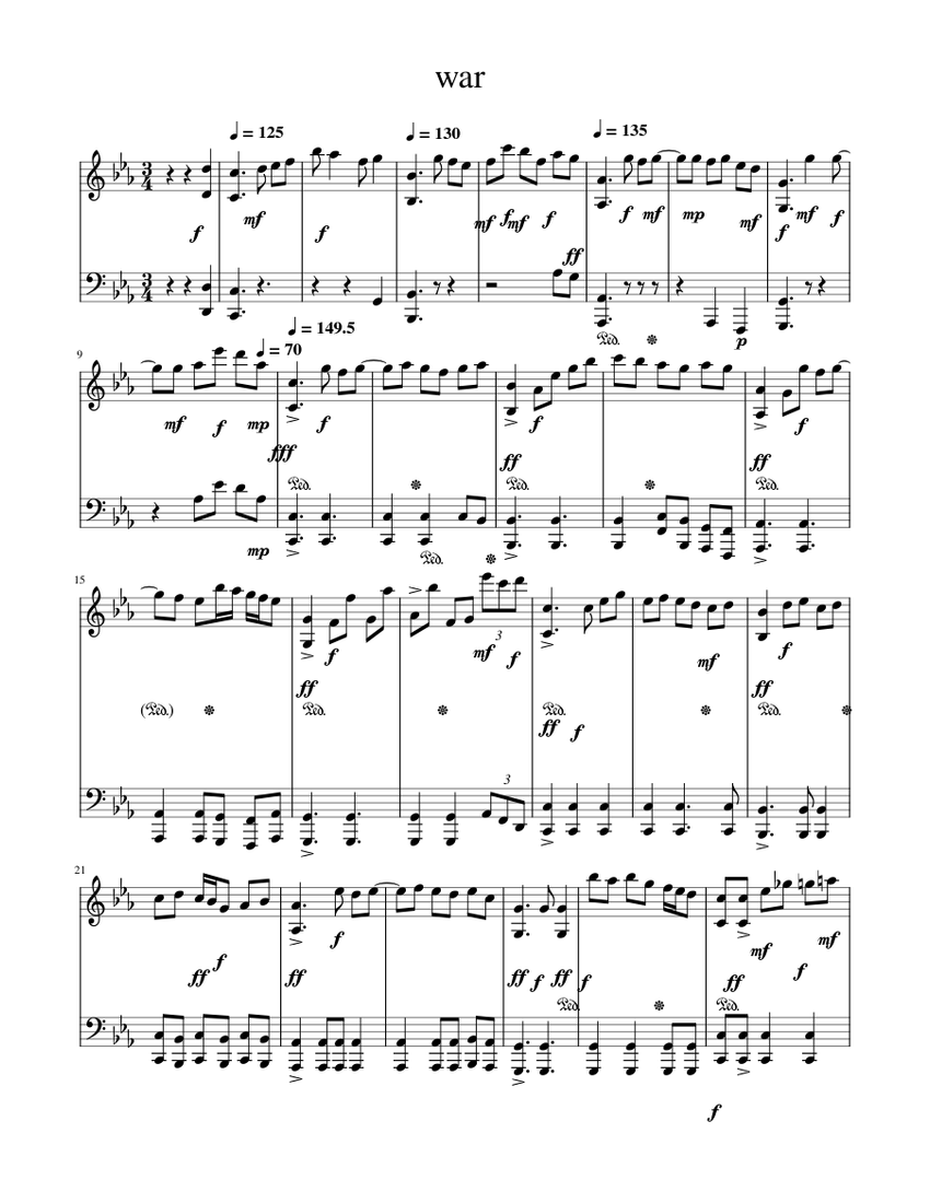 war [ piano solo ] Sheet music for Piano (Solo) | Musescore.com