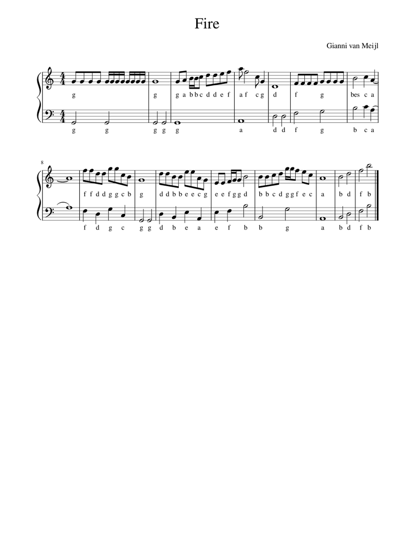 Fire Sheet music for Piano (Solo) | Musescore.com