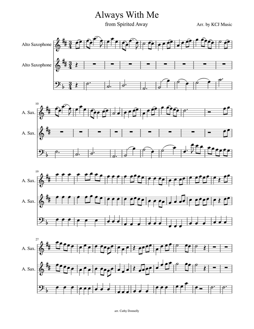 Always With Me-alto + cello Sheet Music for Saxophone alto (Mixed ...