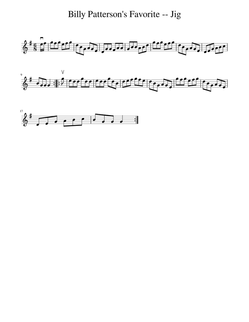 Billy Patterson's Favorite -- Jig Sheet music for Piano (Solo) Easy ...