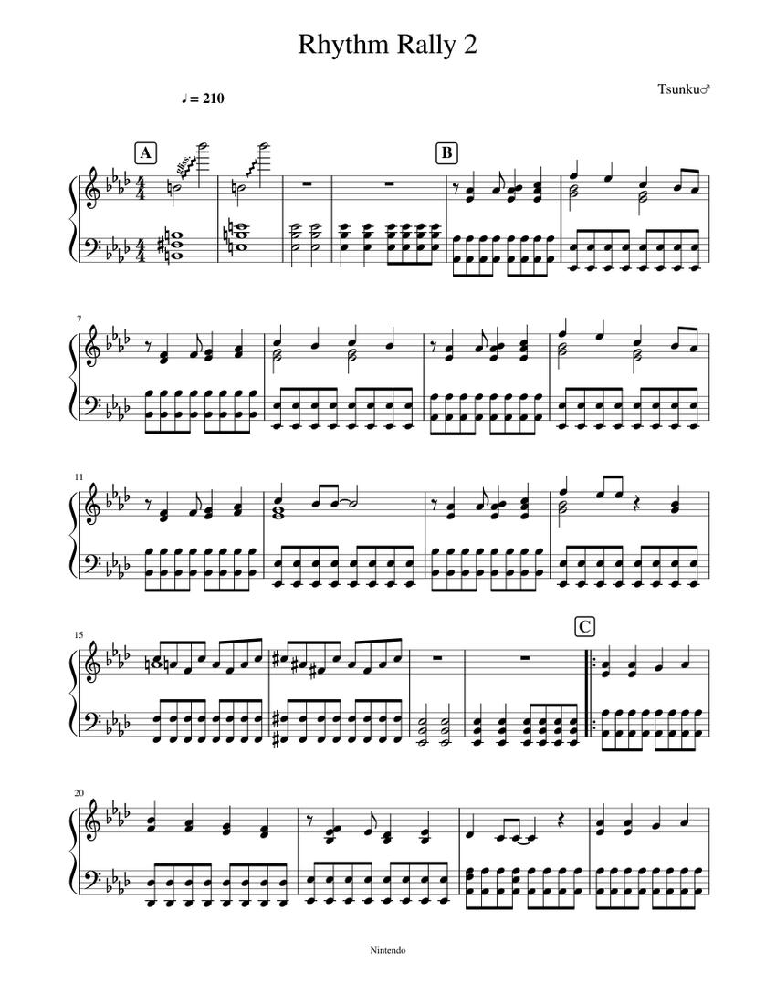 Rhythm Heaven - Rhythm Rally 2 Sheet music for Piano (Solo) | Musescore.com