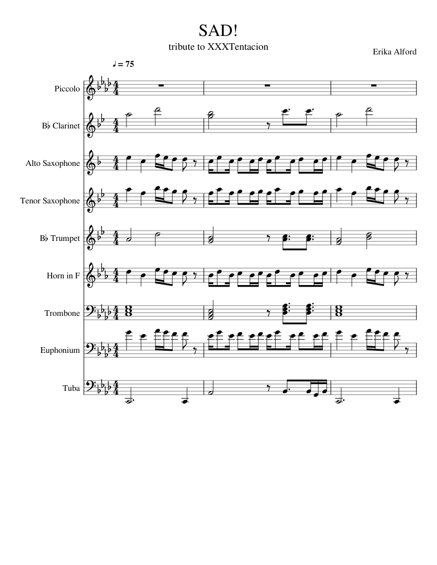 SAD Sheet music for Trombone, Euphonium, Tuba, Flute piccolo & more ...