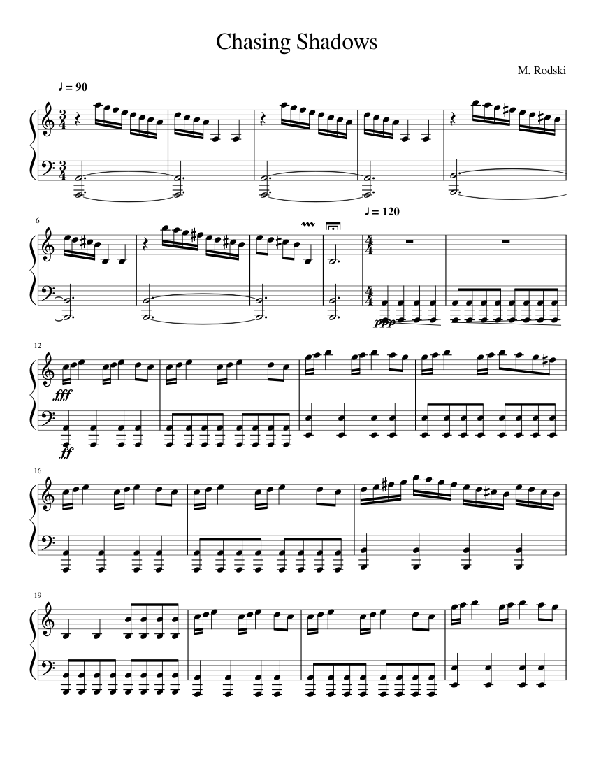 Chasing Shadows Sheet Music for Piano (Solo) | MuseScore.com