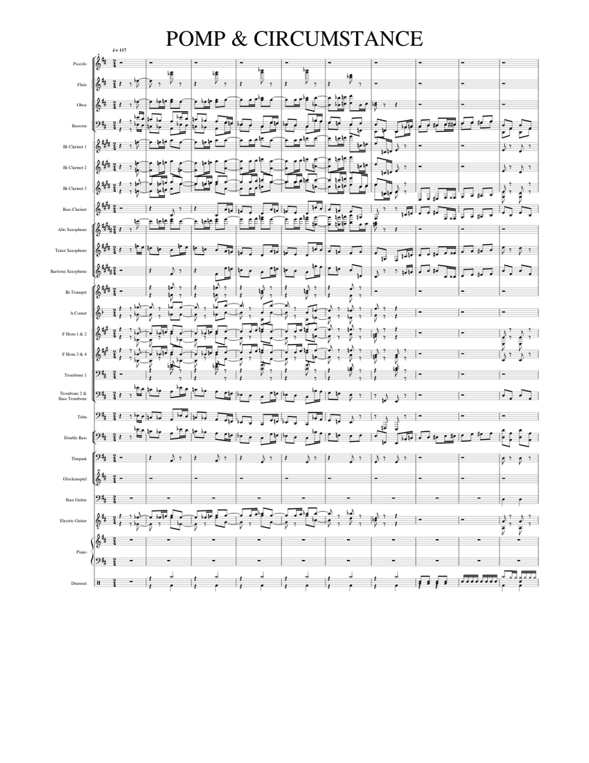 POMP AND CIRCUMSTANCE MARCH NO. 1 IN D MAJOR FOR CONCERT BAND Sheet ...
