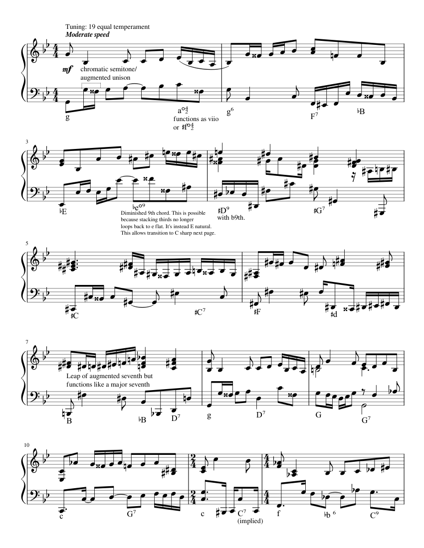 Keystone piece in 19edo 1 - piano tutorial