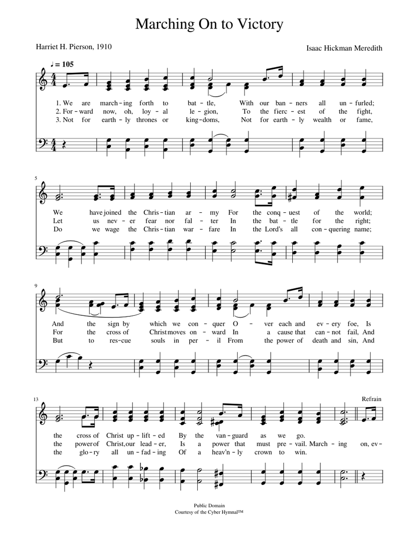 Marching on to victory (pierson) - Isaac H. Meredith Sheet music for ...