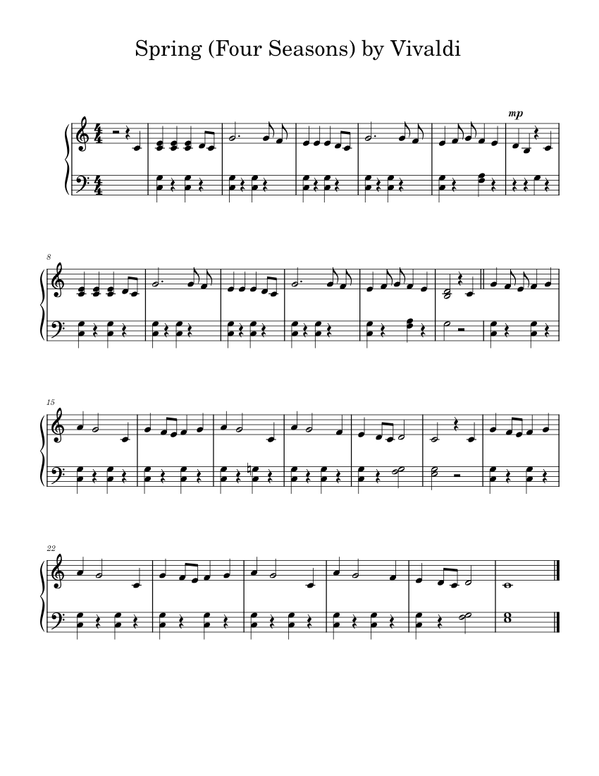 Spring - The Four Seasons (Vivaldi) – Antonio Vivaldi Sheet music for ...