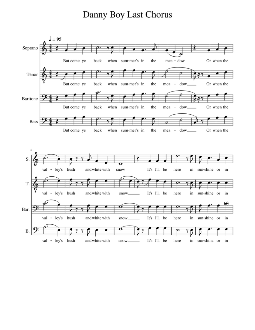 Danny Boy The Seekers Sheet music for Soprano, Tenor, Bass voice ...