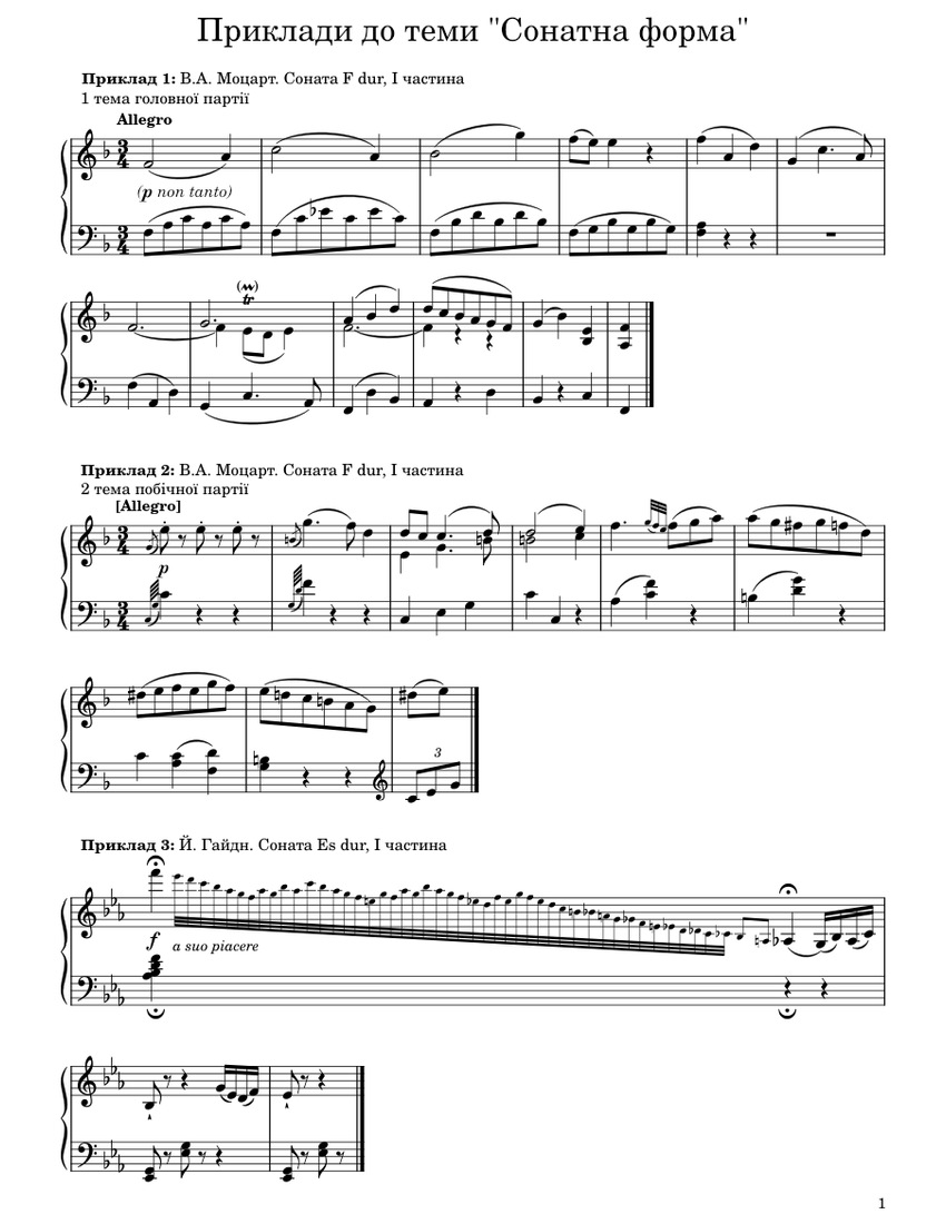 Сонатна форма – Several Сонатна форма (муз. приклади) Sheet music for ...