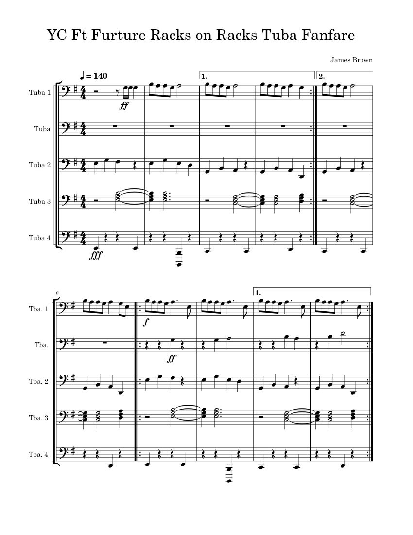 YC Ft Furture Racks on Racks Tuba Fanfare Sheet music for Tuba (Mixed ...