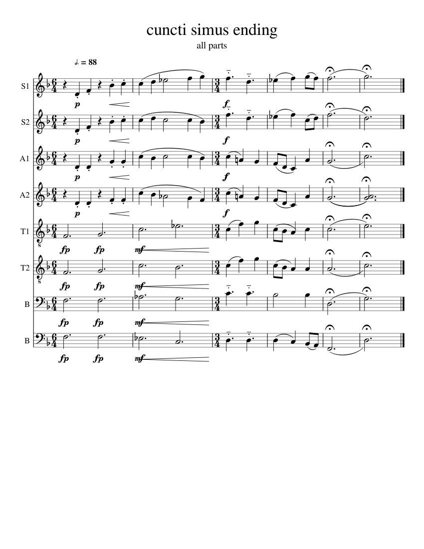 Cuncti Simus Ending Sheet music for Soprano, Alto, Tenor, Bass voice (SATB) | Musescore.com