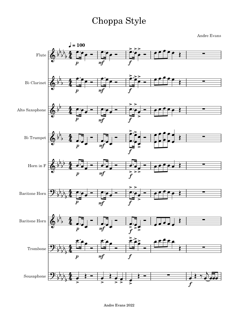 Choppa Style – Choppa Sheet music for Trombone, Flute, Clarinet in b-flat, Saxophone alto & more ...