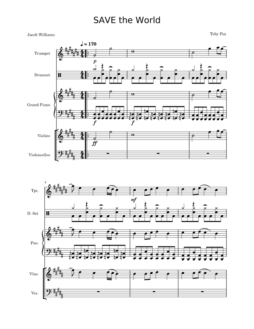 SAVE the World – Toby Fox SAVE the World (Wind Orchestra) Sheet music for Piano, Drum group ...
